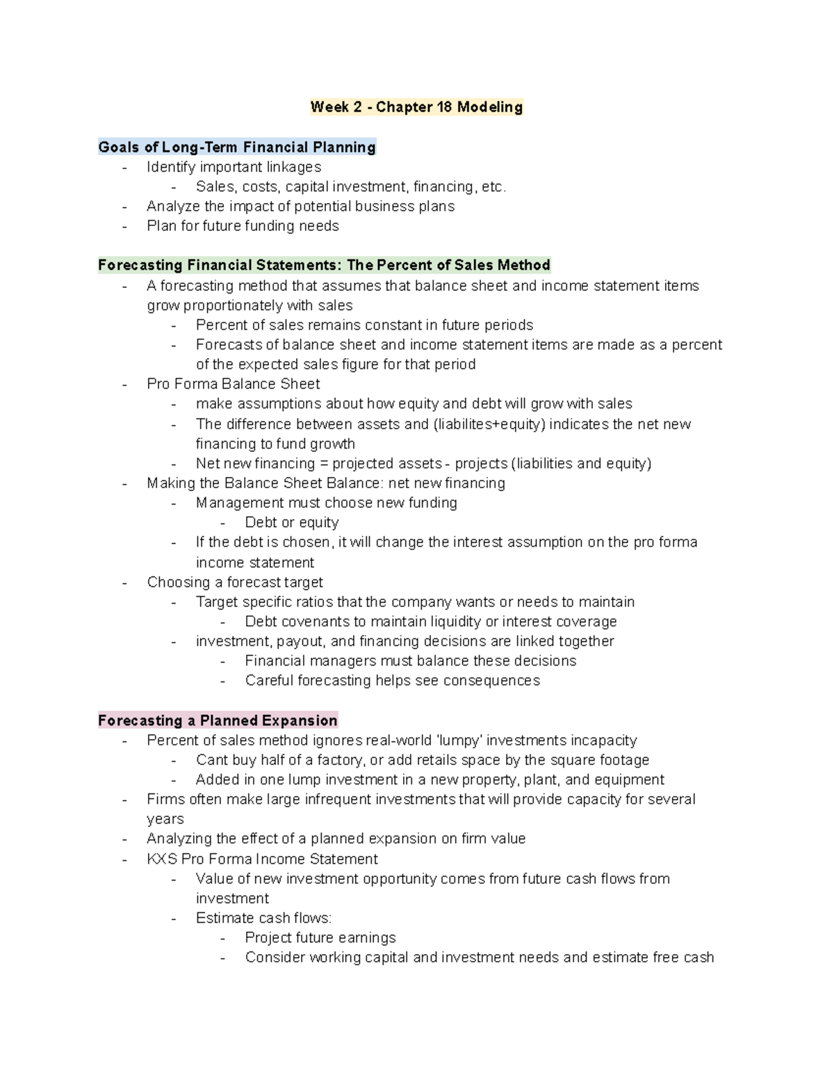 Week 2 - Chapter 18 - Weekly notes and materials for FIN300 - Week 2 ...