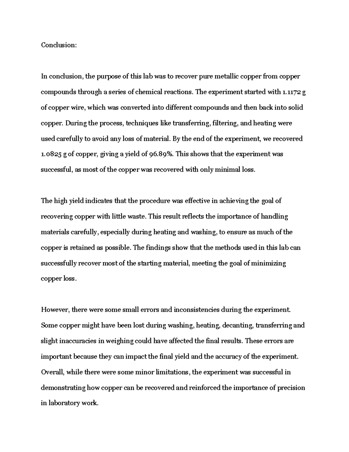 Conclusion - Conclusion: In conclusion, the purpose of this lab was to ...