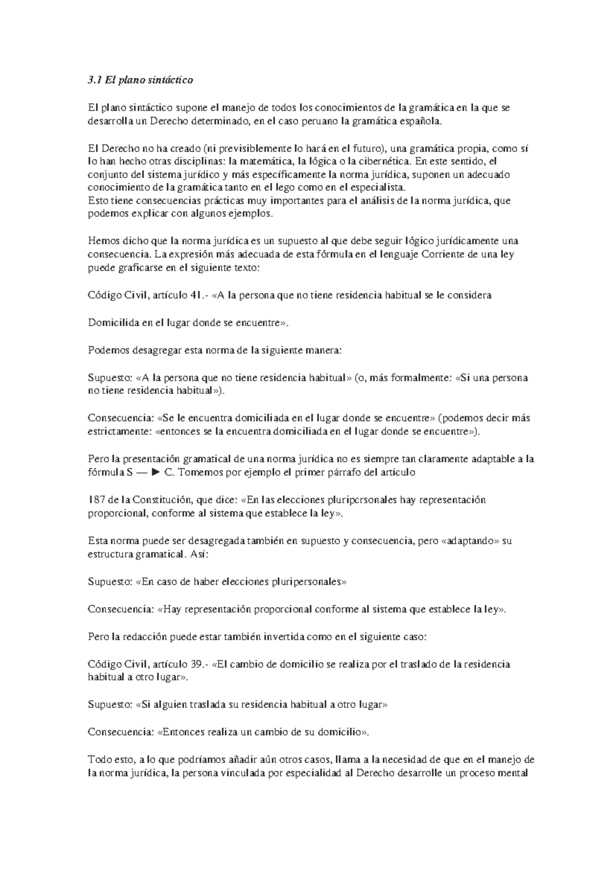Rubio correa - lectura - 3 El plano sintáctico El plano sintáctico ...