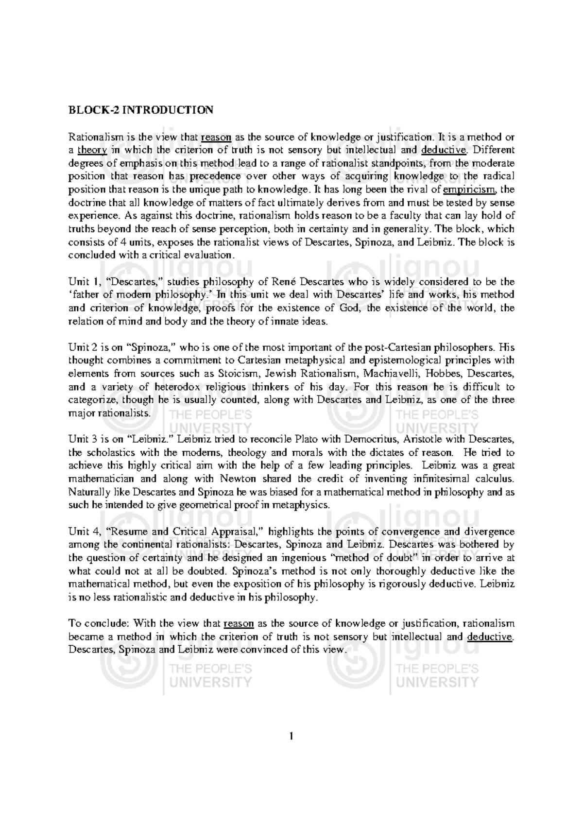 Block-2-Intro - western philosophy rationalism - 1 BLOCK-2 INTRODUCTION ...