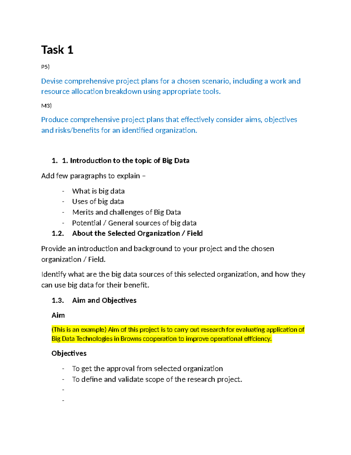 Assignment Structure new - Task 1 P5) Devise comprehensive project ...