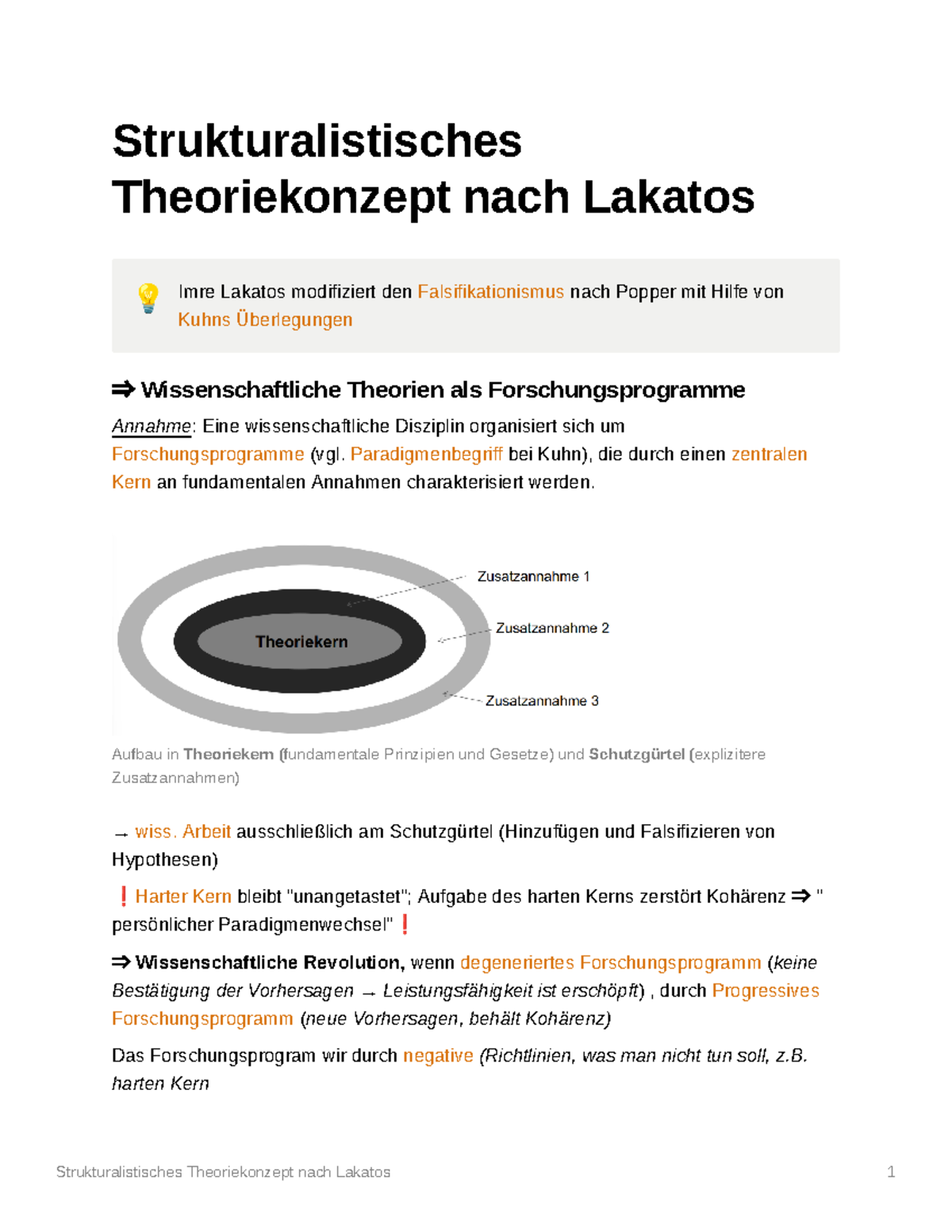 Strukturalistisches Theoriekonzept nach Lakatos - Paradigmenbegriff bei ...