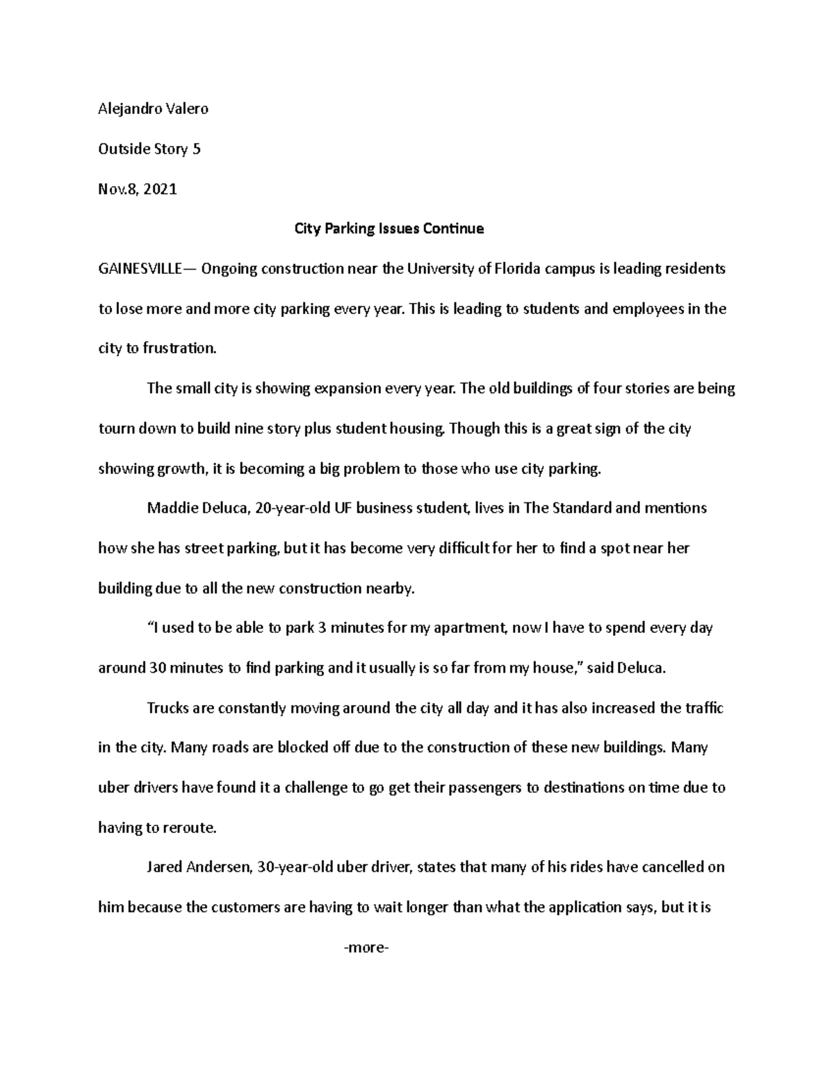 UF Reporting Outside story 5, Professor Ross - Alejandro Valero Outside ...