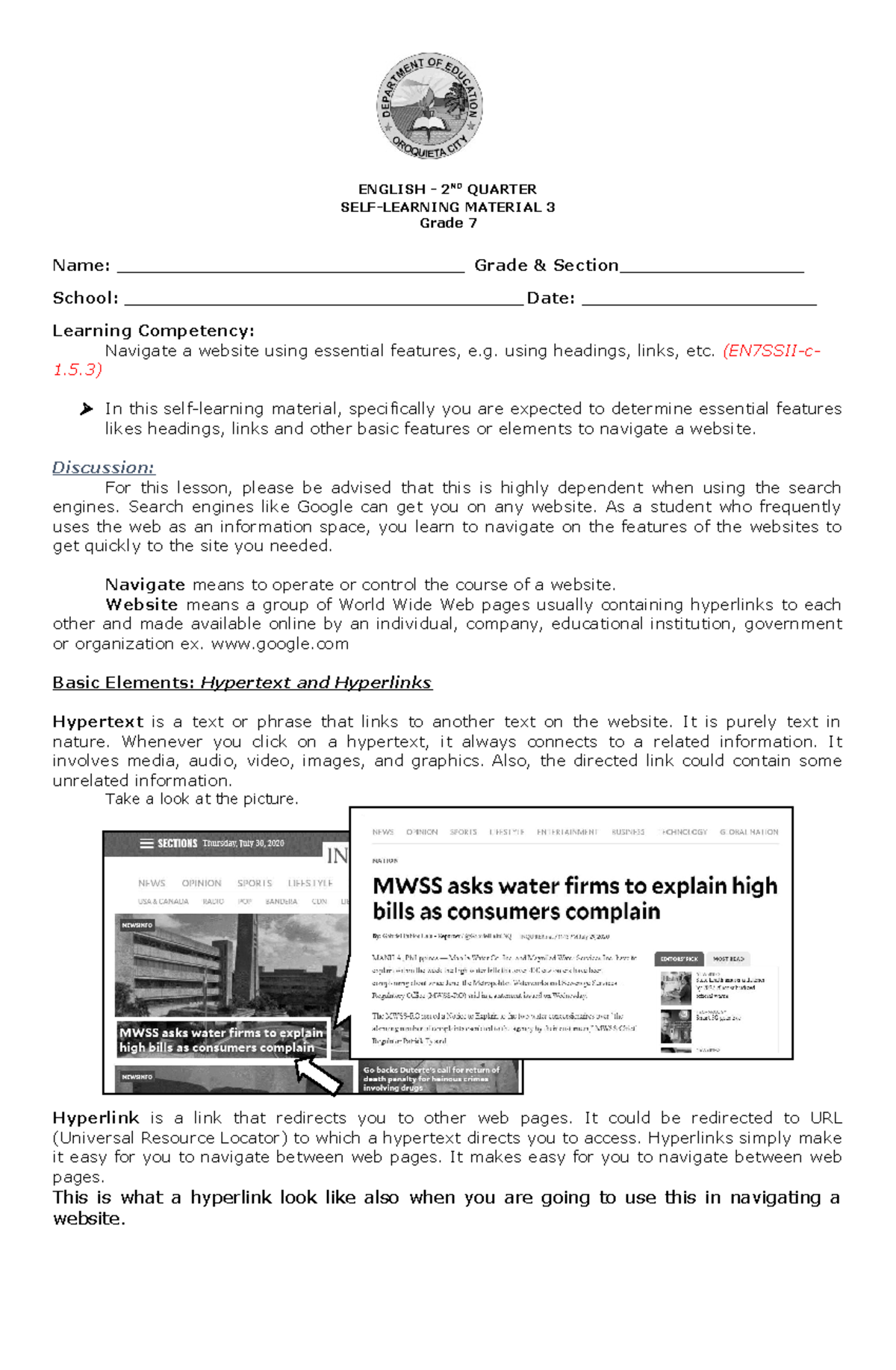 English 7 Q2 Self Learning Material - ENGLISH - 2ND QUARTER SELF ...