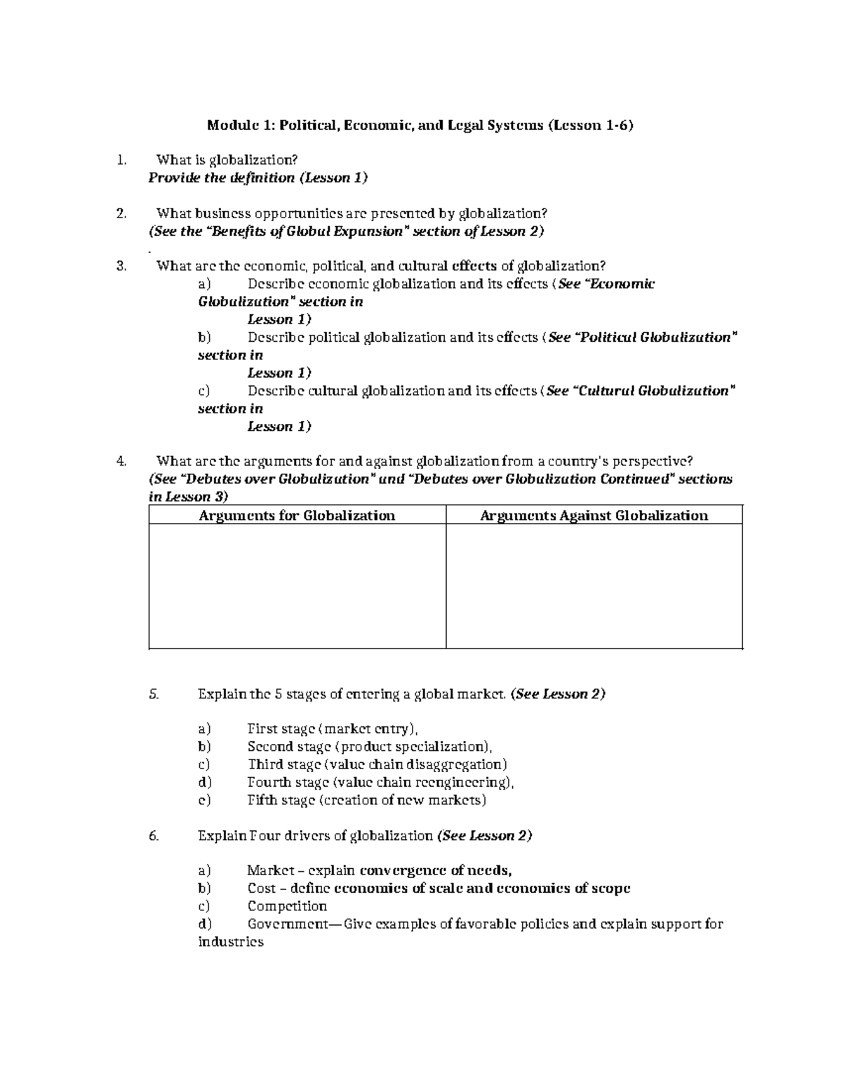 Module 1 Enhanced Study Guide-edit - Module 1: Political, Economic, and ...