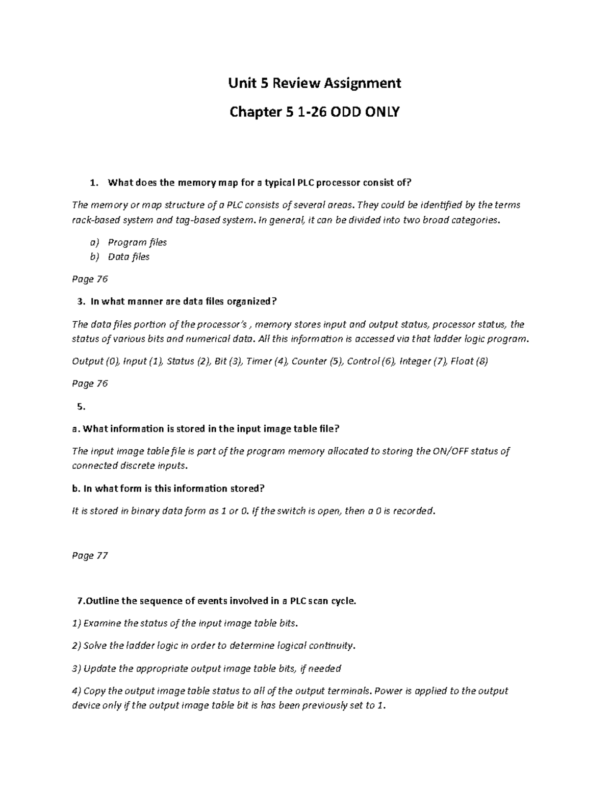 Unit 5 Review Assignment - Unit 5 Review Assignment Chapter 5 1-26 ODD ...
