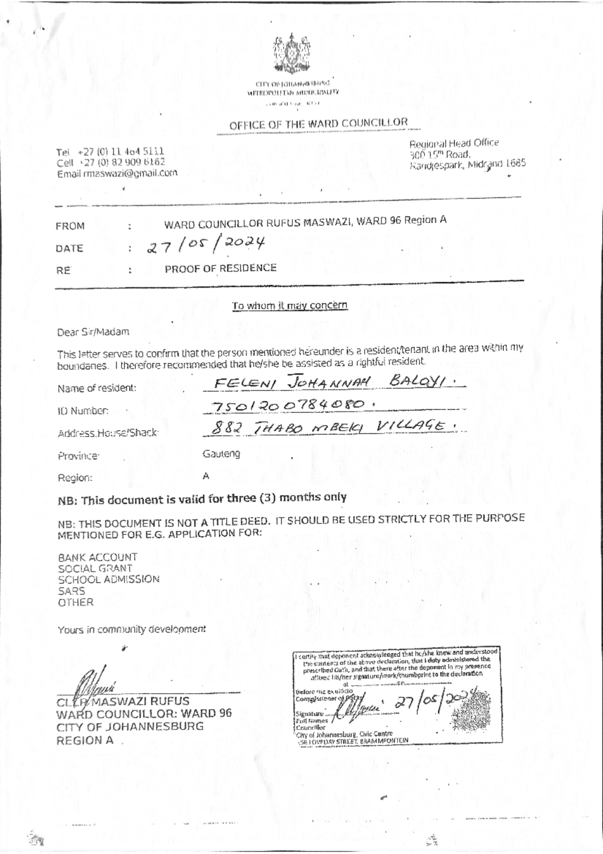 PROF OF Resistance - It an guide on how too write the prof address and ...