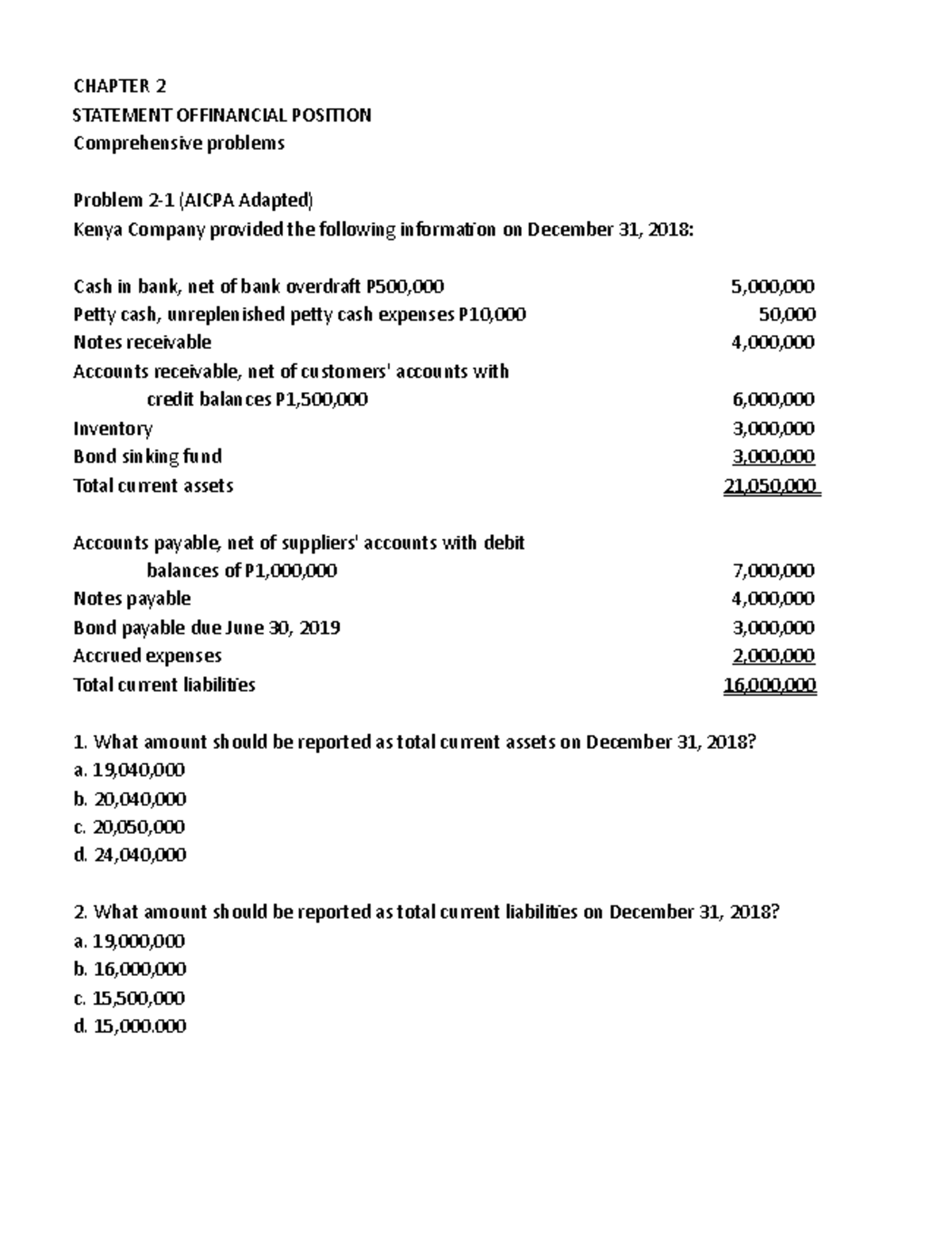 FINANCIAL ACCOUNTING Chapter 2 CHAPTER 2 STATEMENT OFFINANCIAL