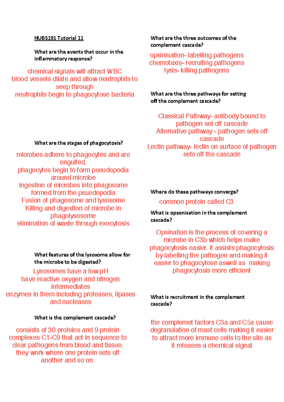 HUBS191 T11 2019 Questions - HUBS191 Tutorial 11 What are the events ...