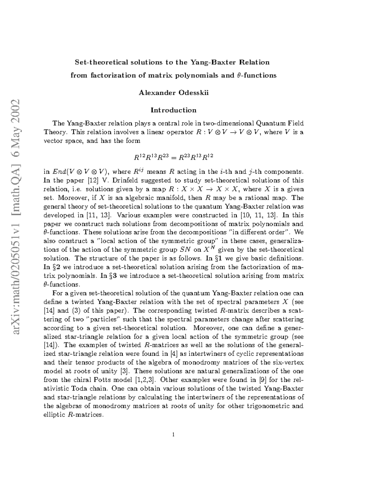 0205051 - Cours - arXiv:math/0205051v1 [math] 6 May 2002 Set ...