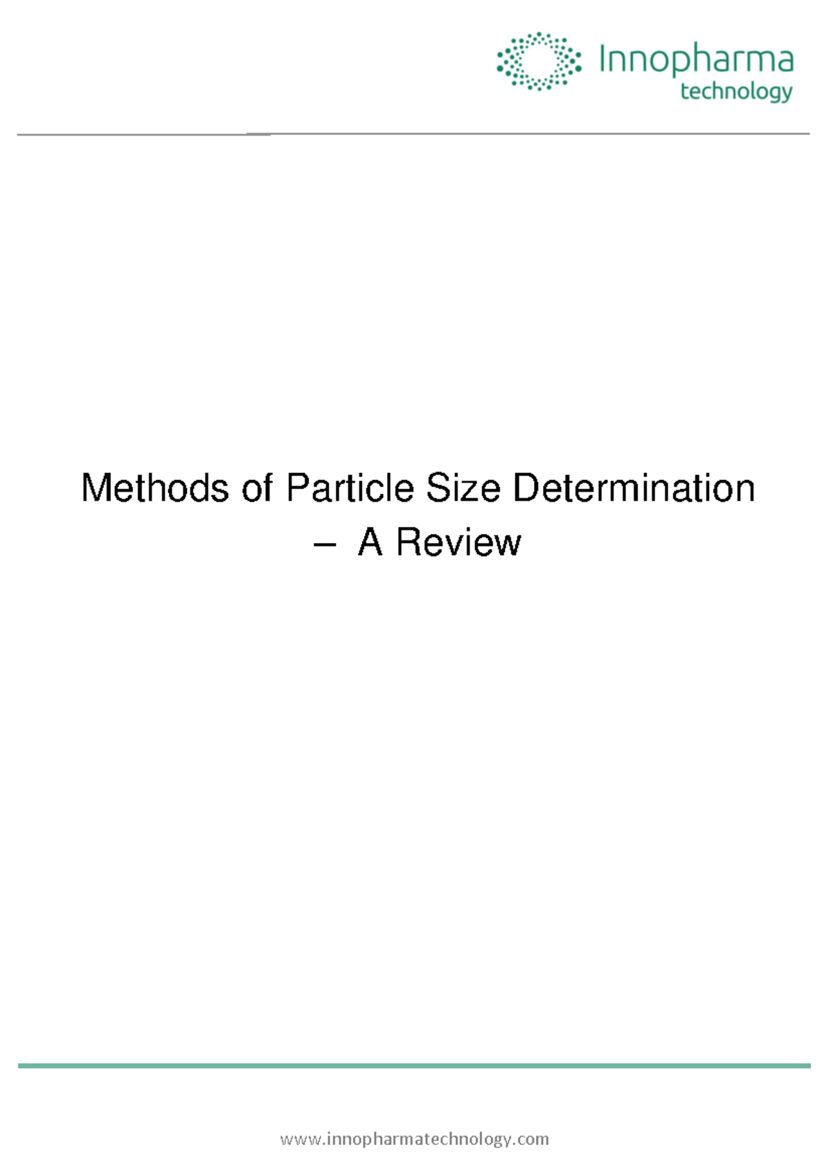 Methods of particle size determination - innopharmatechnology Methods ...