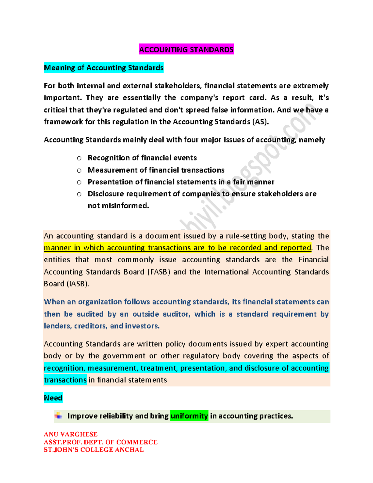 Accounting Standards - Very simple note and students are very help full ...