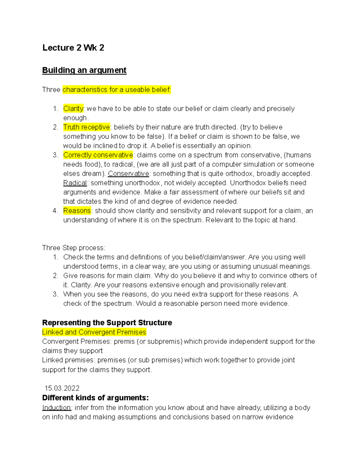 PHIL - Philosophy notes of arguments - Lecture 2 Wk 2 Building an ...