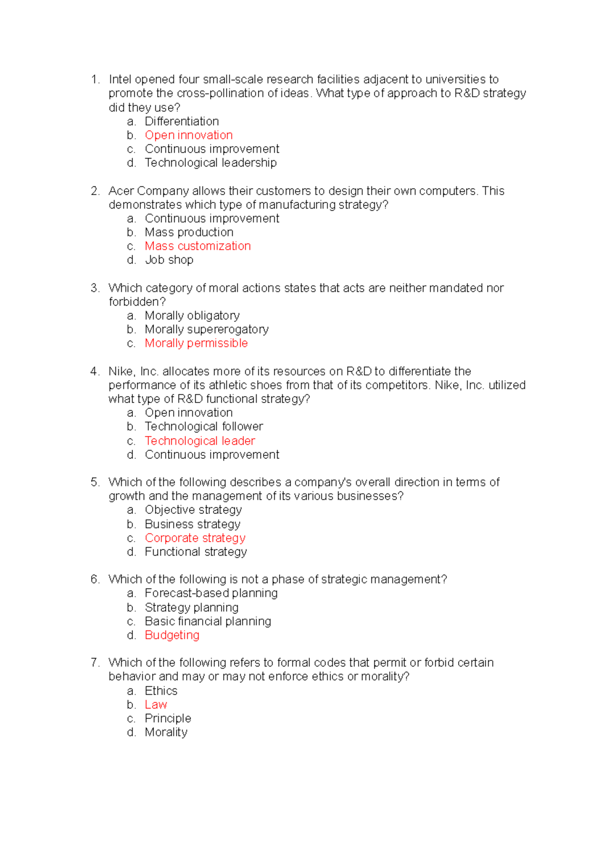 Ethics 1st exam - Intel opened four small-scale research facilities ...