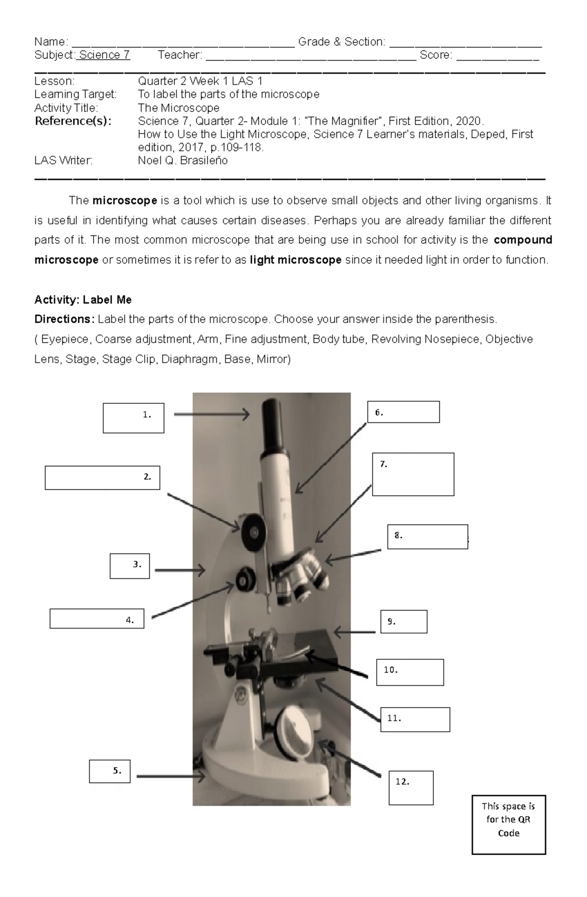 G7 Q2 WK. 1 LAS 1 - Learning Activities Sheet - Name