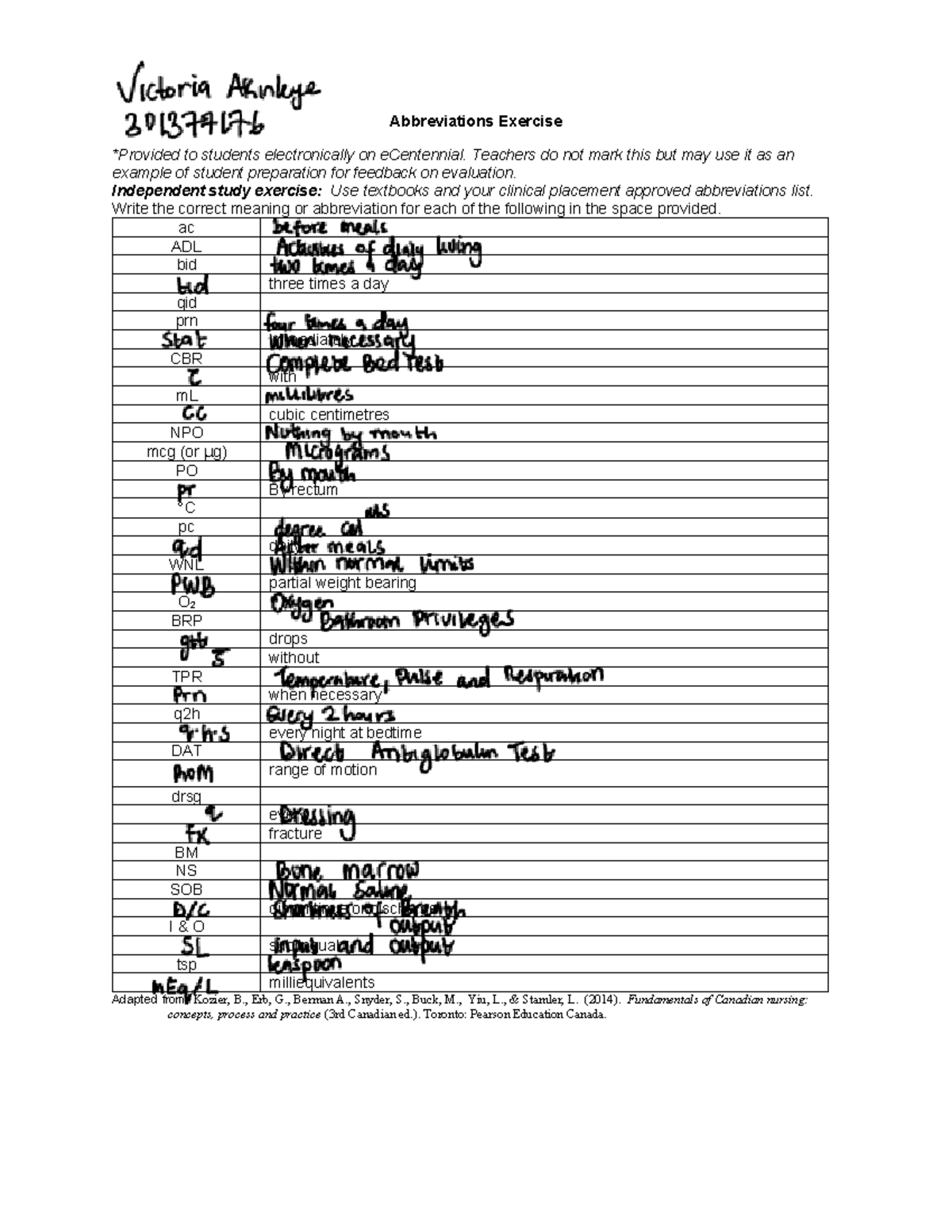 Abbreviation Exercise copy copy - Abbreviations Exercise *Provided to ...