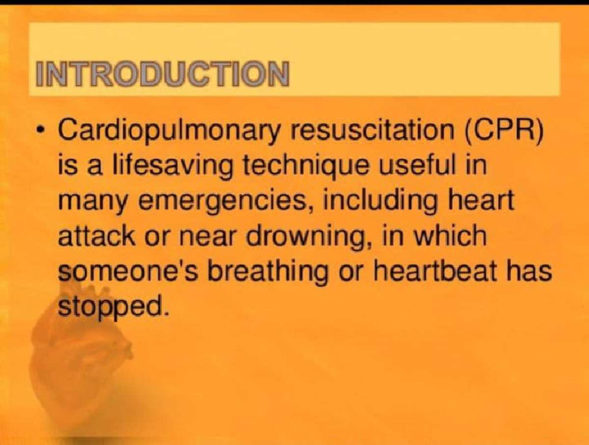 Cpr - Know about basic cpr - Bsc. DialysisTechnology - Studocu