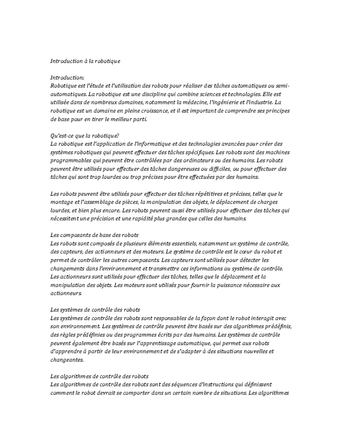 Robotics Study Notes - Introduction à la robotique Introduction ...