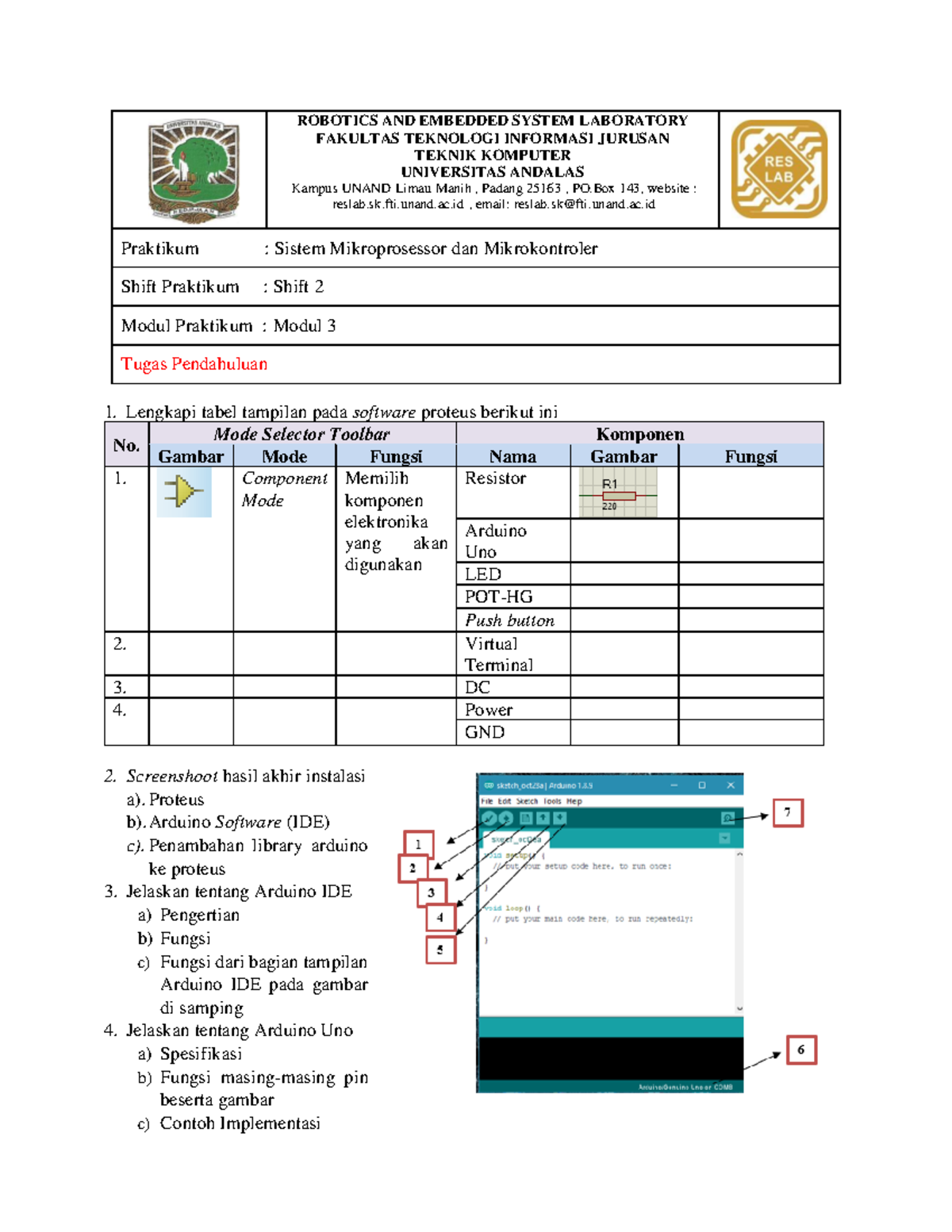 TP Modul 3 Shift 2 - laporan tugas individu - ROBOTICS AND EMBEDDED SYSTEM LABORATORY FAKULTAS ...
