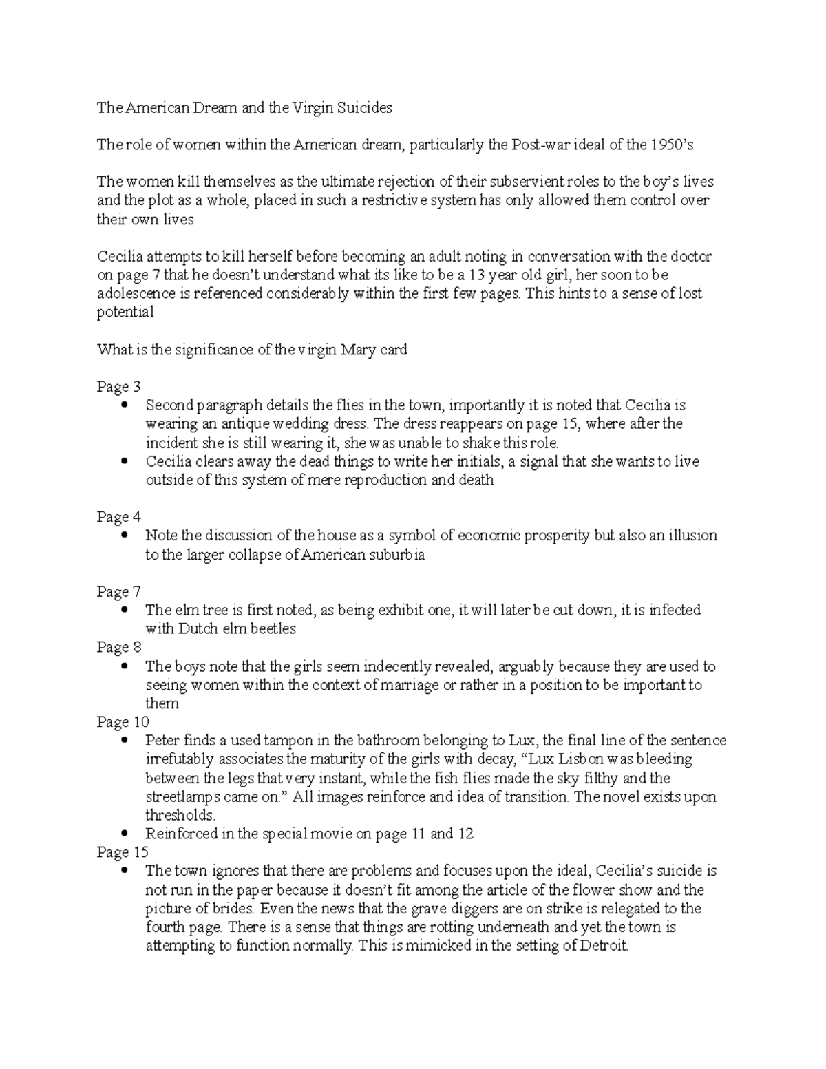 The American Dream and the Virgin Suicides Essay outline needed for ...