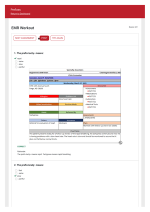 MLL 1 - Practice question and answers from medical language lab - Score ...