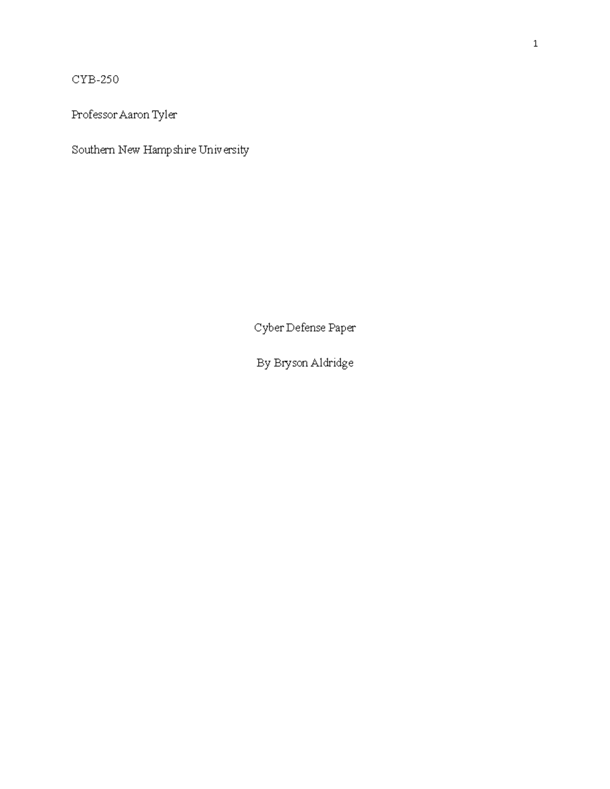 CYB 250 Paper 2022 - CYB250 - SNHU - Studocu