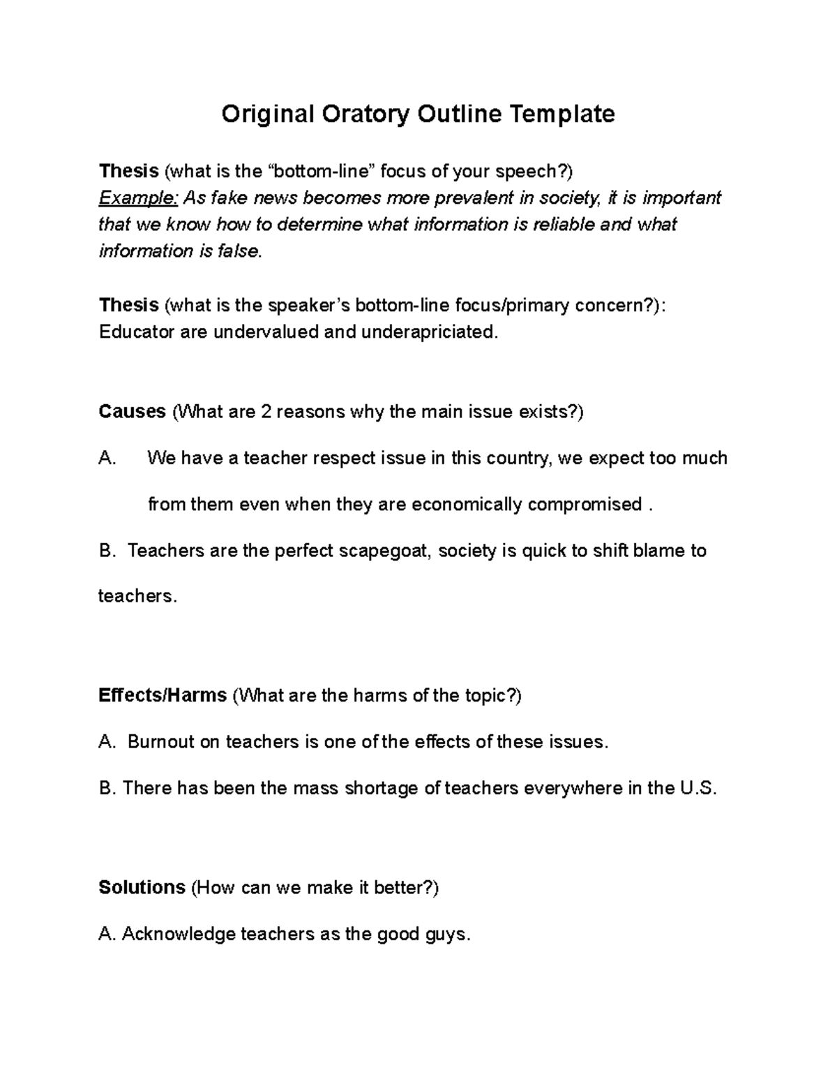 Copy of [Template] Oratory Outline Template - Original Oratory Outline ...