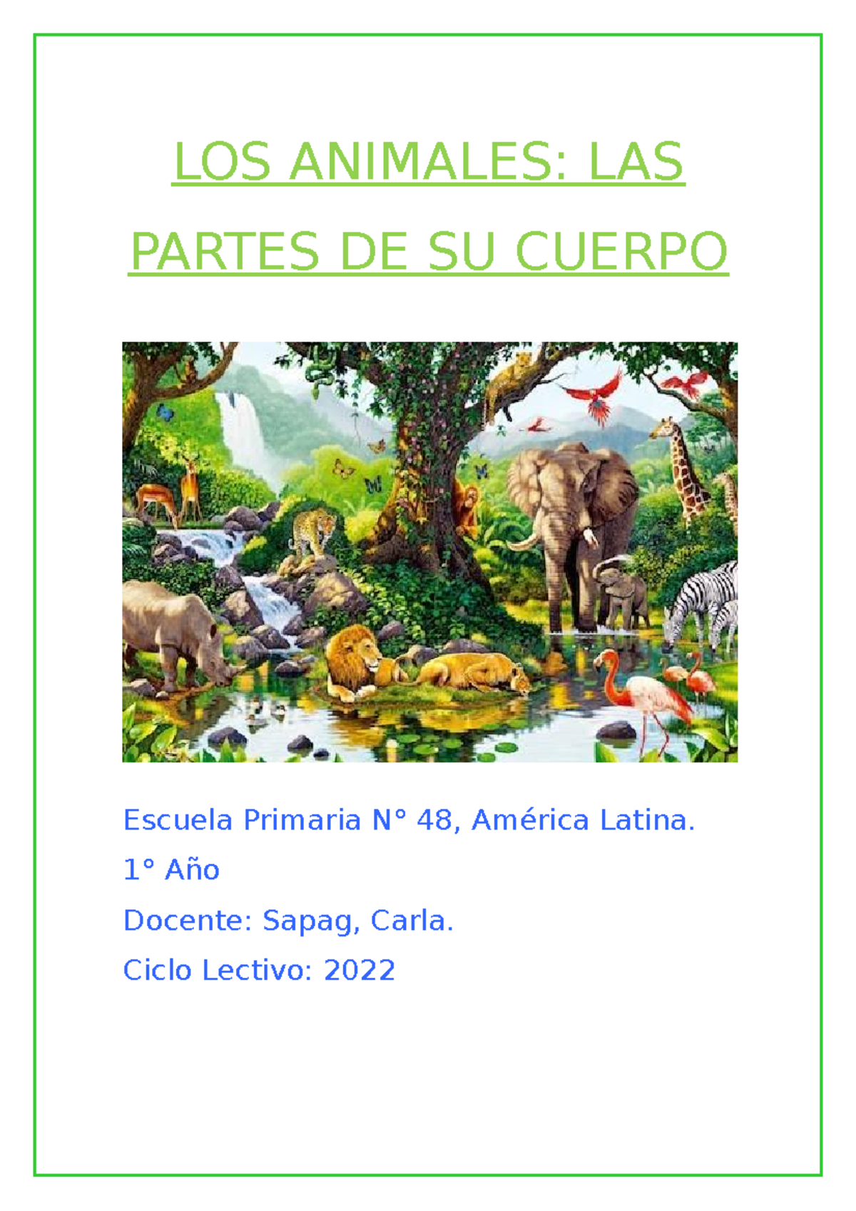 Ciencias Naturales- 1° AÑO Partes DEL Cuerpo - LOS ANIMALES: LAS PARTES ...