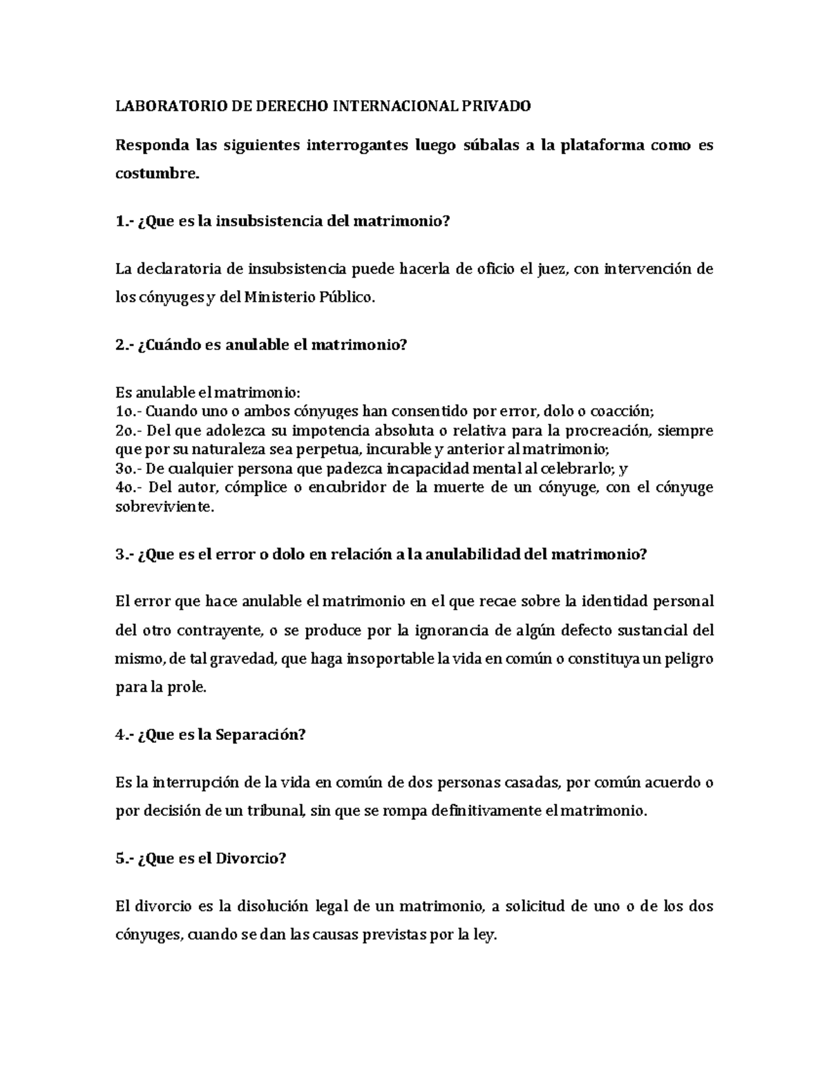 Laboratorio DE Derecho Internacional Privado 2 - LABORATORIO DE DERECHO INTERNACIONAL PRIVADO ...