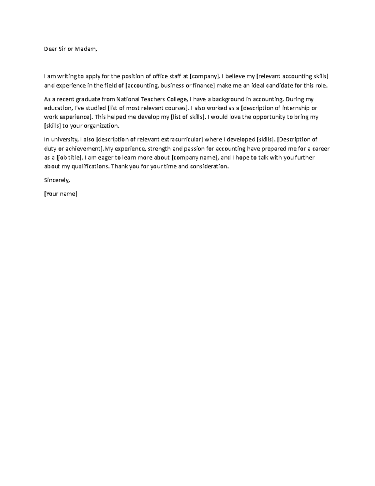 Real cover letter email - Dear Sir or Madam, I am writing to apply for ...