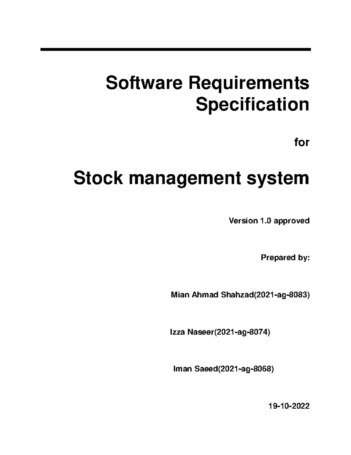 Stock Management System-1 - Software Requirements Specification for ...