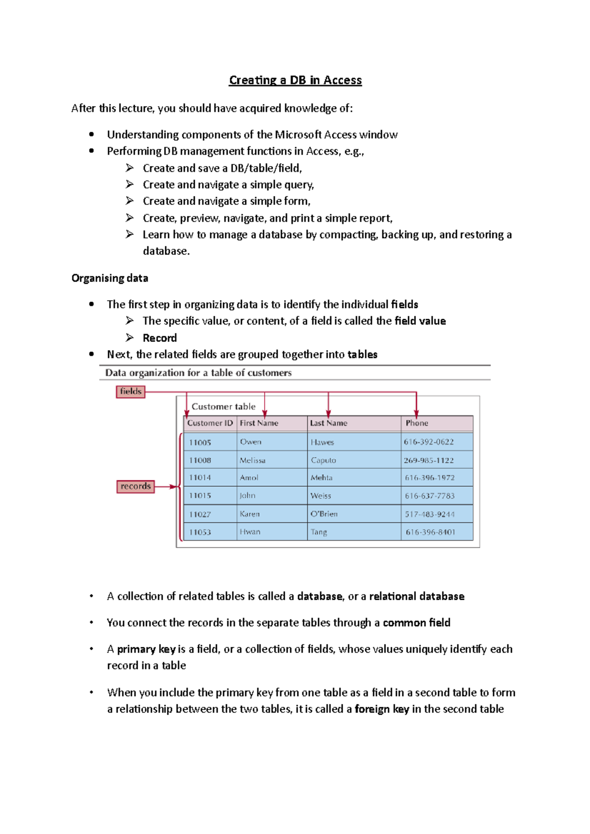 Creating a DB in Access - Basics on how to create a database ...