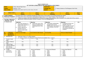 DLL DISS WEEK 4 - DLP - DAILY LESSON LOG DISCIPLINES AND IDEAS IN THE ...