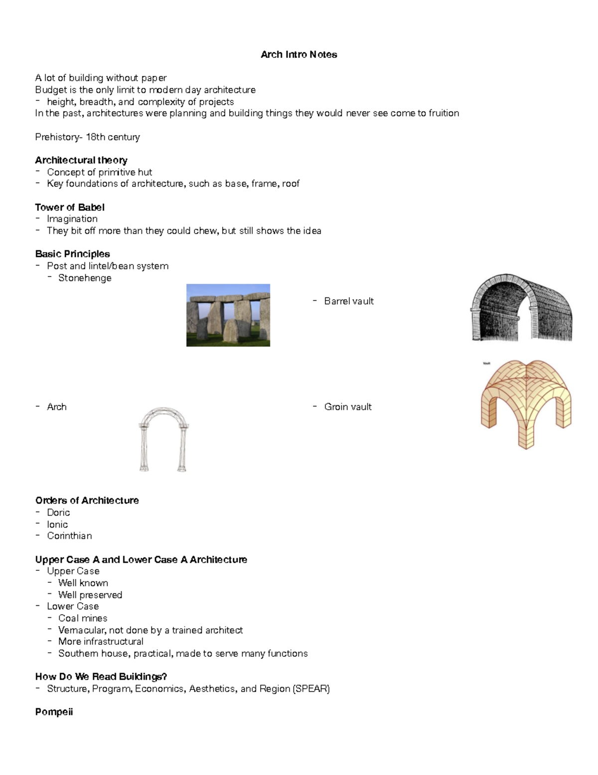 Intro notes - Arch Intro Notes A lot of building without paper Budget ...