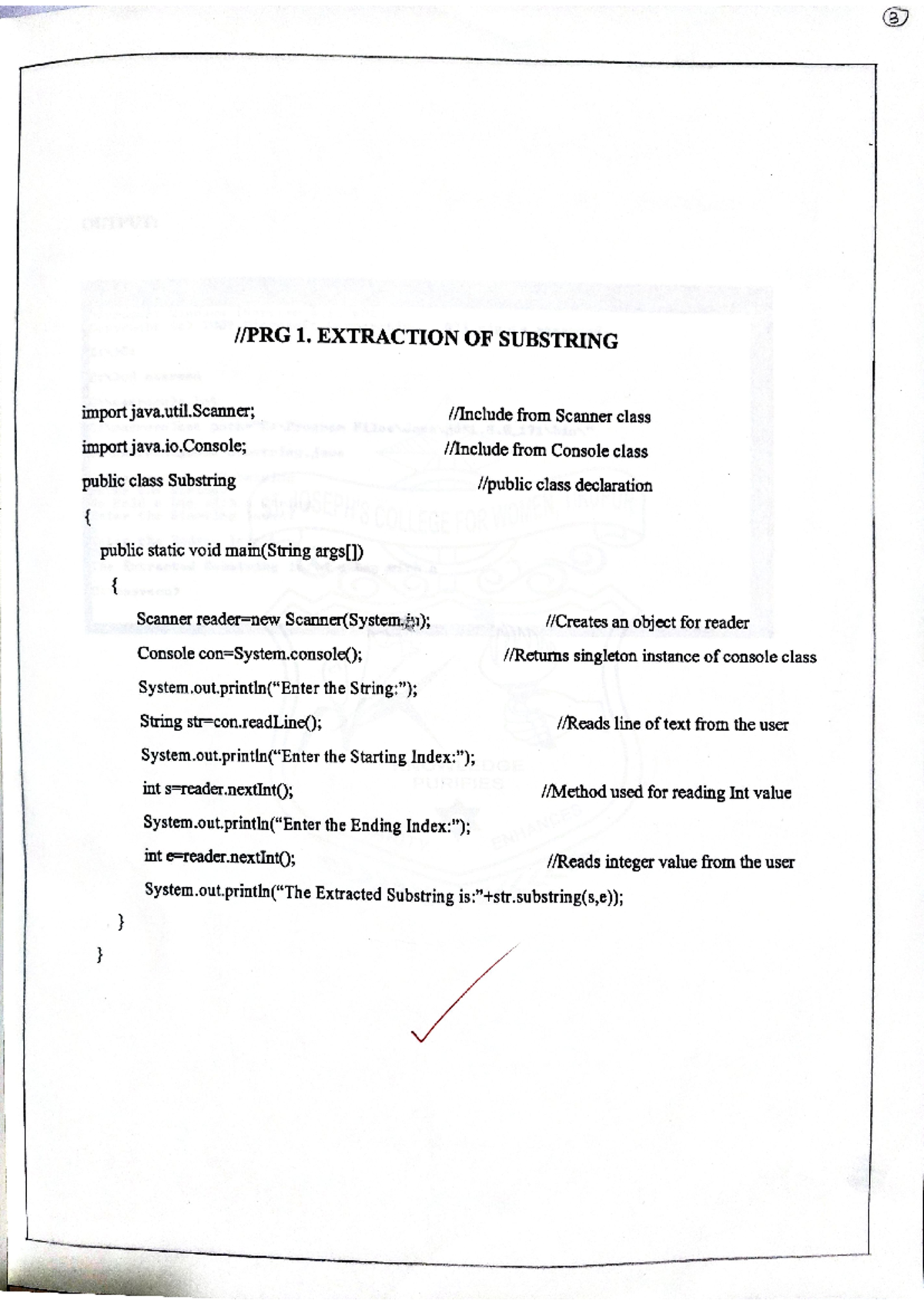 Java Program - 3 1. EXTRACTION OF SUBSTRING import from Scanner class ...