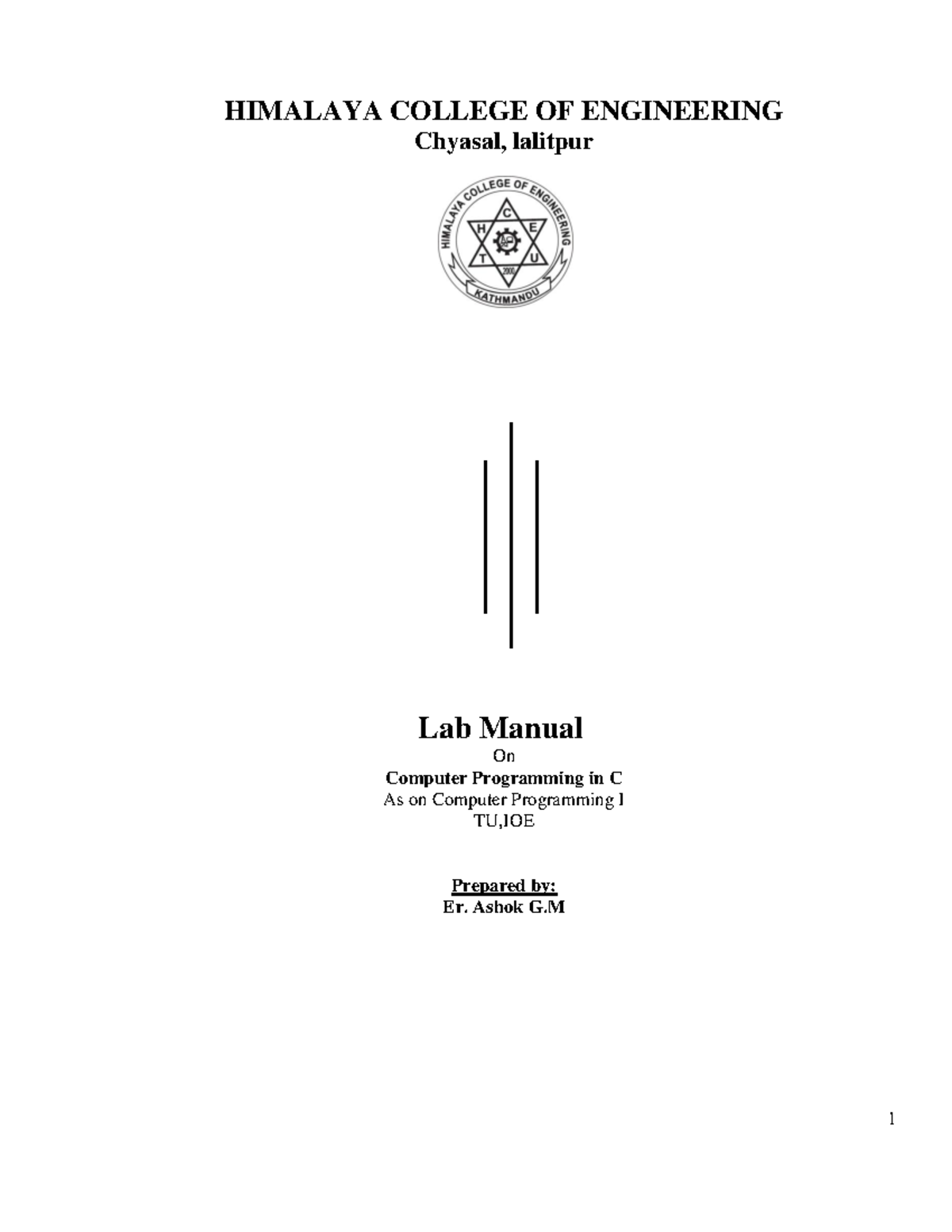 C lab manual lab 1 to 5 1 - I'm 1st yr 2nd part BCA student. My name is Roman Karki. - HIMALAYA ...