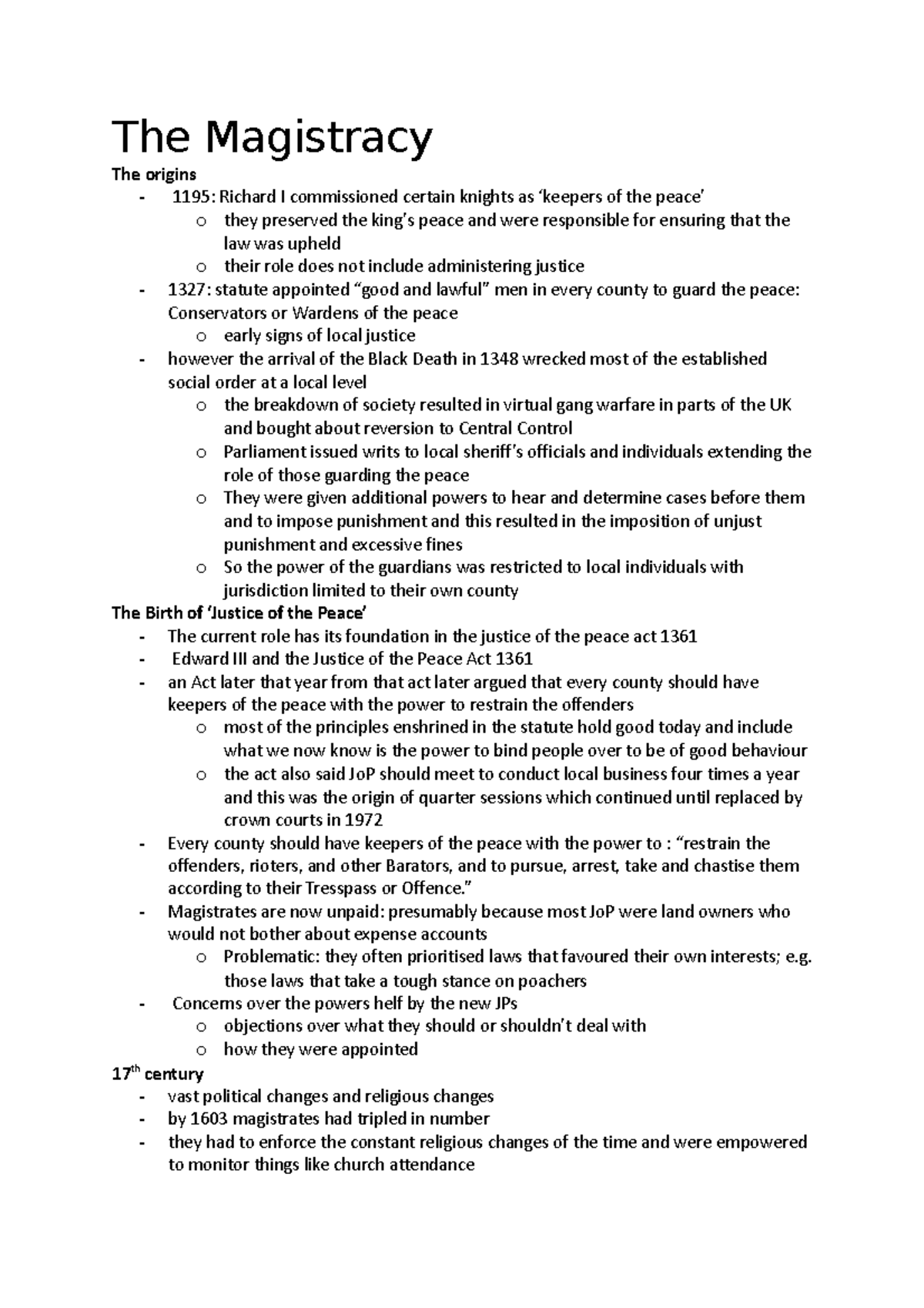 The Magistracy - The Magistracy The origins - 1195: Richard I ...