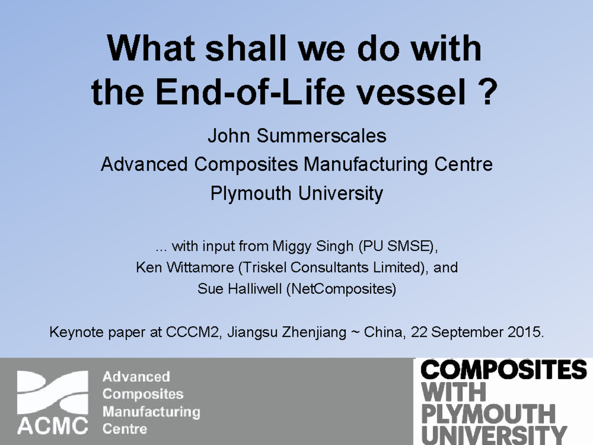 What shall we do with the end of life vessel - summary - What shall we ...