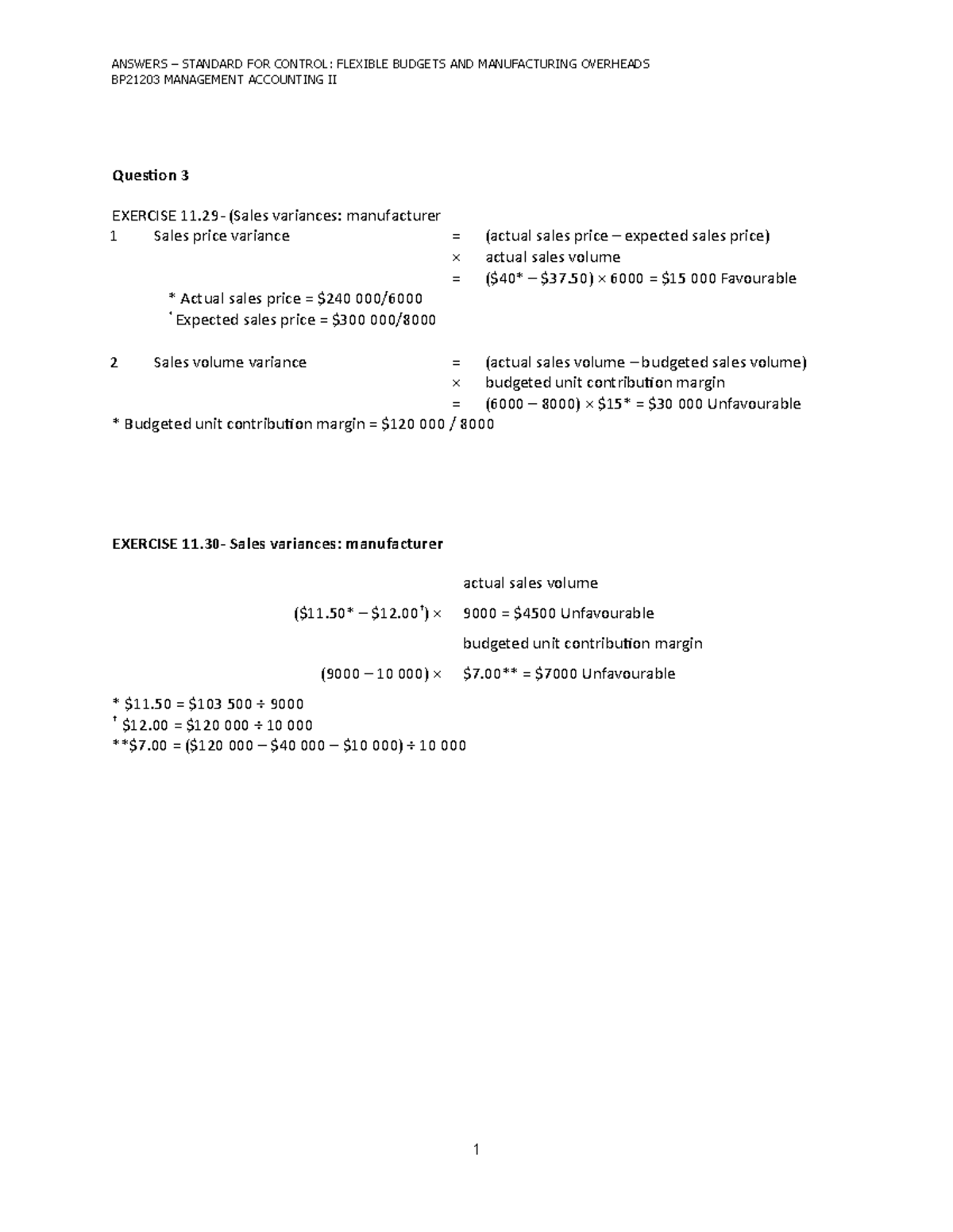 Solution Tutorial for Chapter 11 - BP21203 MANAGEMENT ACCOUNTING II ...