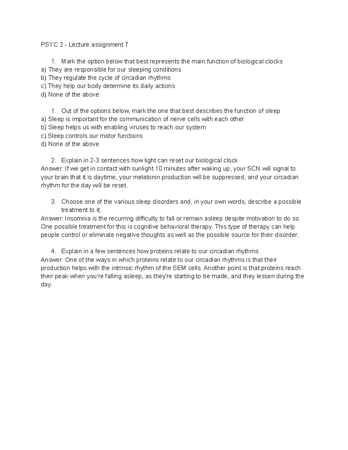 Psyc Assignment 7 Every Week We Were Asked To Create Our Own Question Problems Multiple