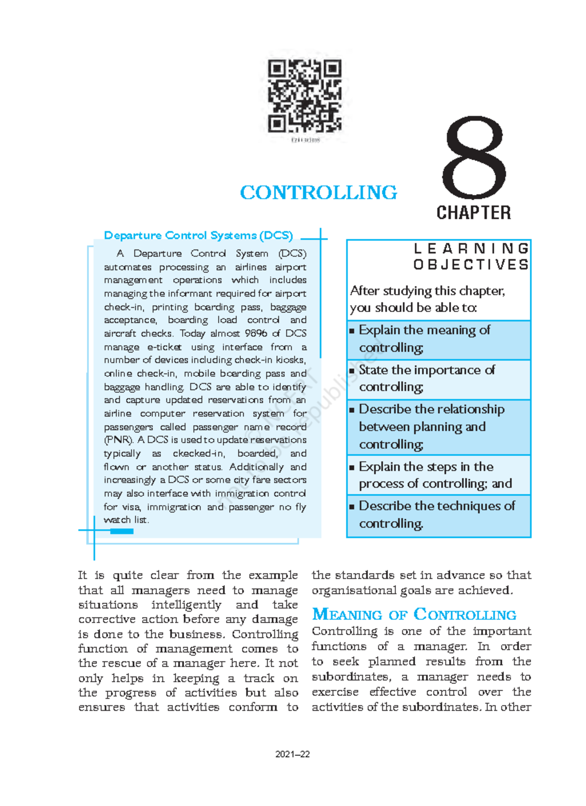 Controlling - CONTROLLING CHAPTER LEARNING OBJECTIVES 8 After studying ...
