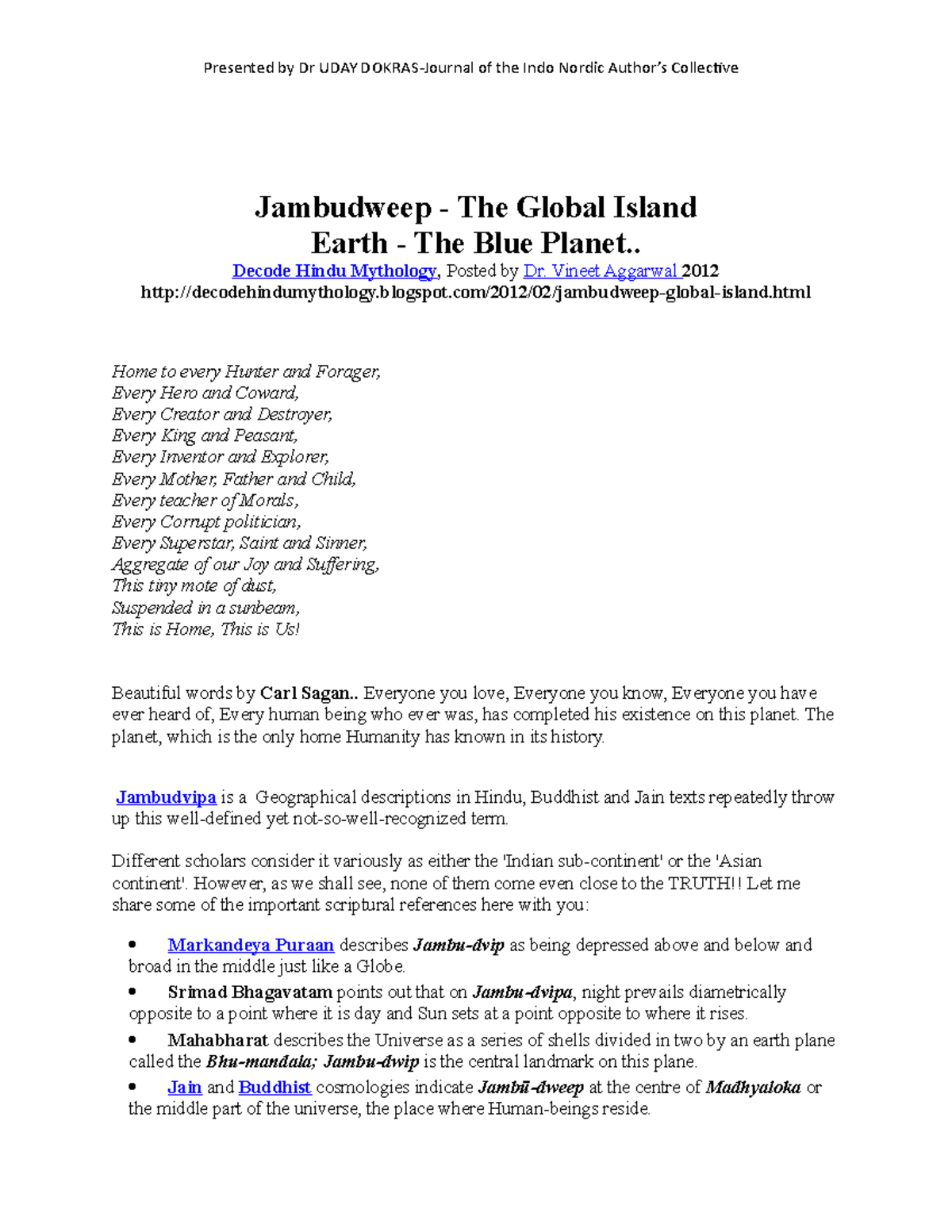Jambudweep The Global Island Earth The B - . Decode Hindu Mythology ...