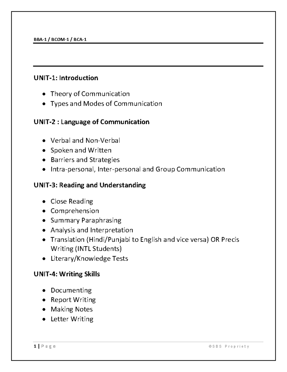 English- Notes-UNIT-A-TO-D (1) - UNIT-1: Introduction Theory of ...