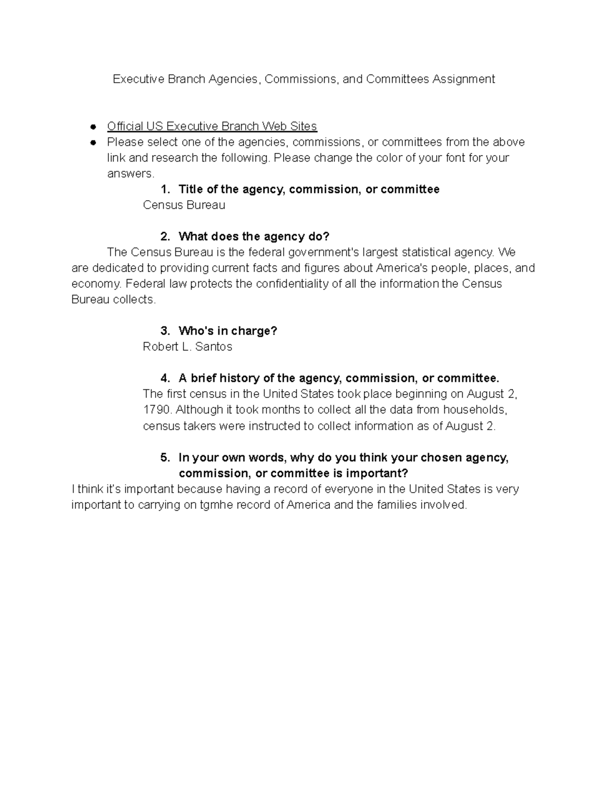 Executive Branch Assignment - 9327452 - Executive Branch Agencies ...