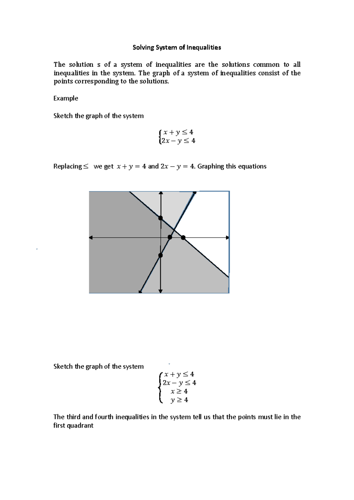 Solving-System-of-Inequalities. - Solving System of Inequalities The ...