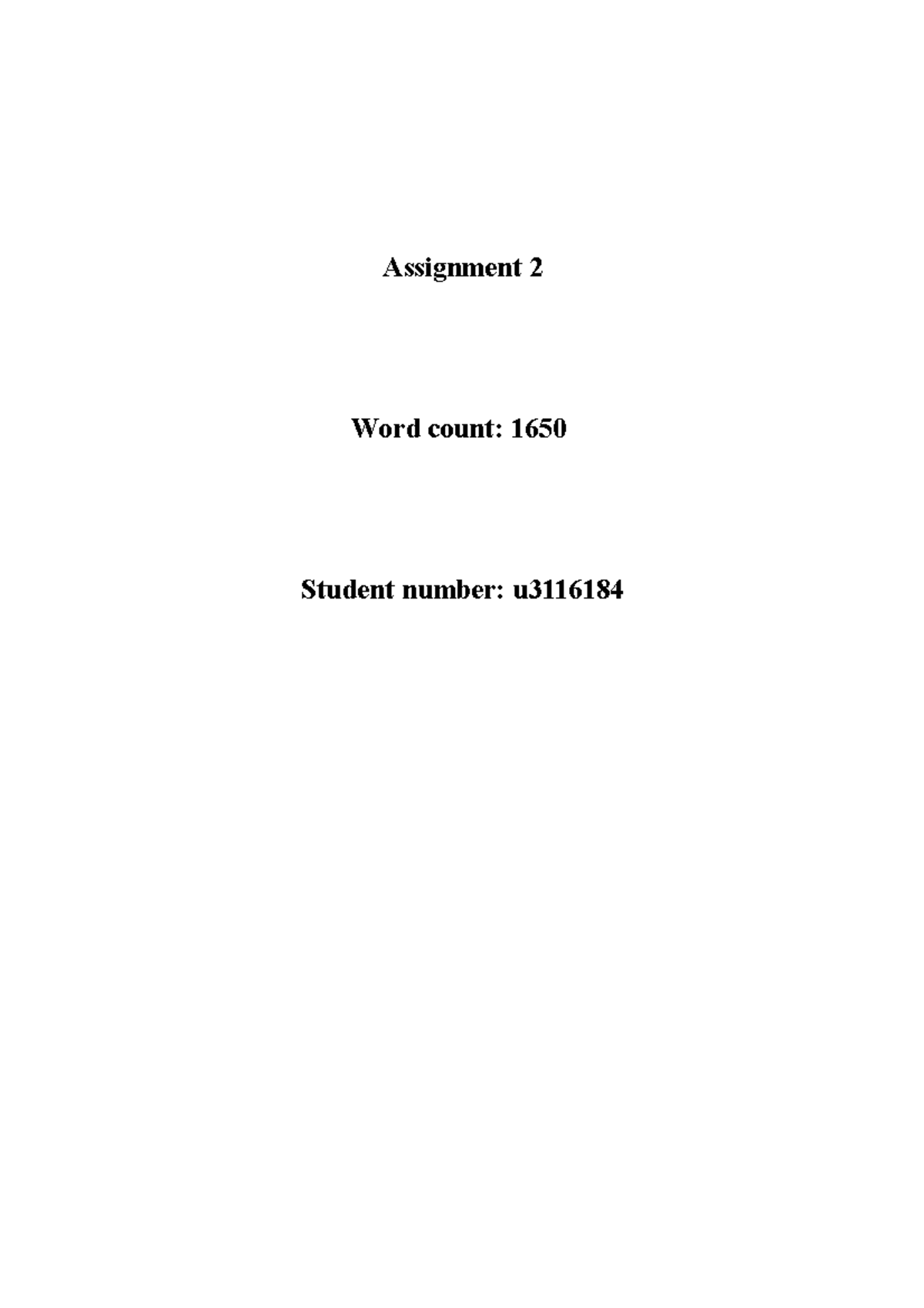 Assessment 2 final 50% assignment - Assignment Word count: Student ...