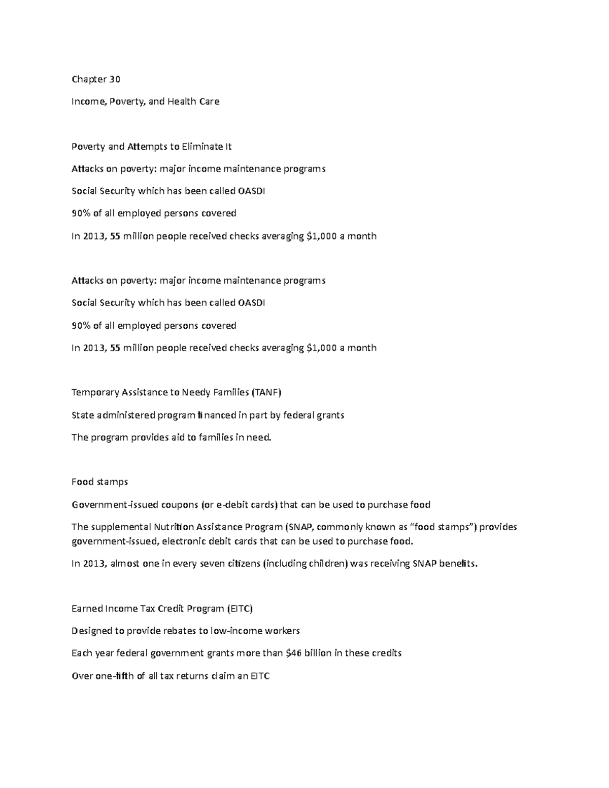 Chapter 30 - Lecture Notes 4 - Chapter 30 Income, Poverty, and Health ...