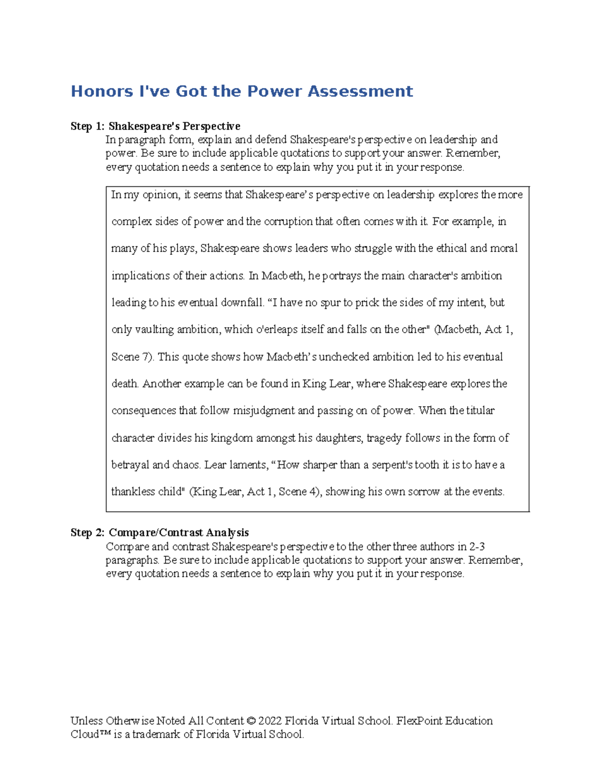 Copy of 5.07H I've Got the Power Assessment - Honors I've Got the Power ...