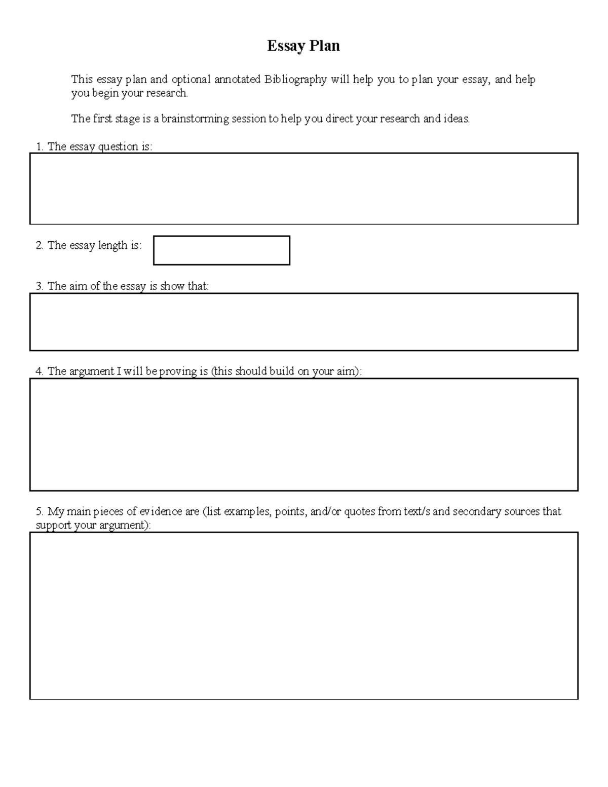 Essay Planning document - Essay Plan This essay plan and optional ...