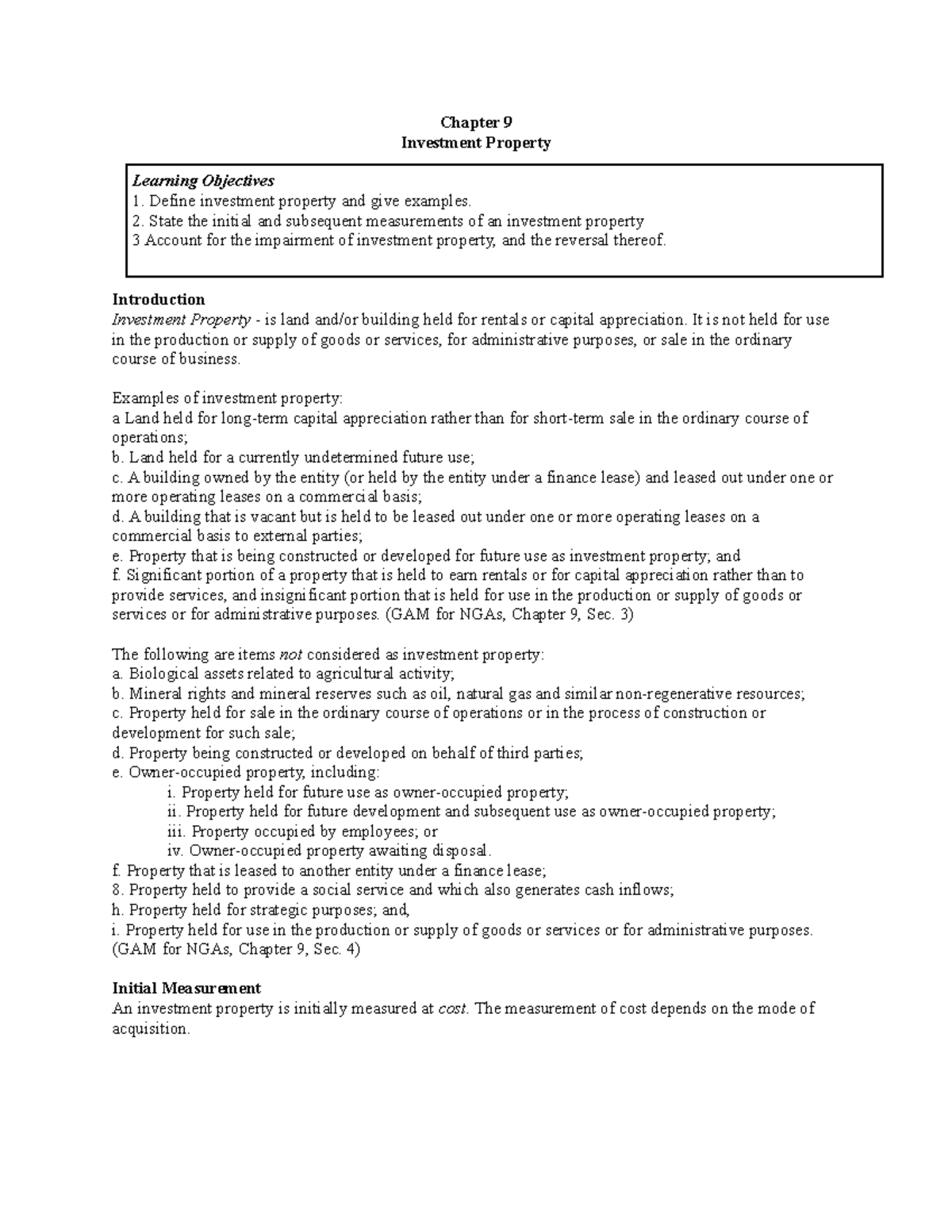 Module 9 Government Accounting Investment Property - Chapter 9 ...